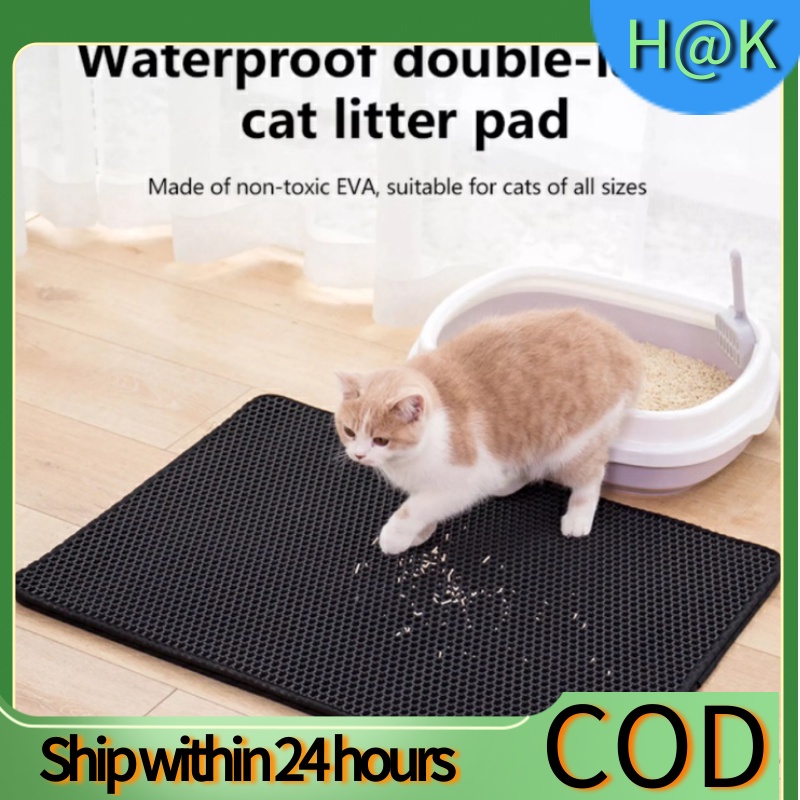 Double cat litter box trap catcher pad with larger honeycomb and ...