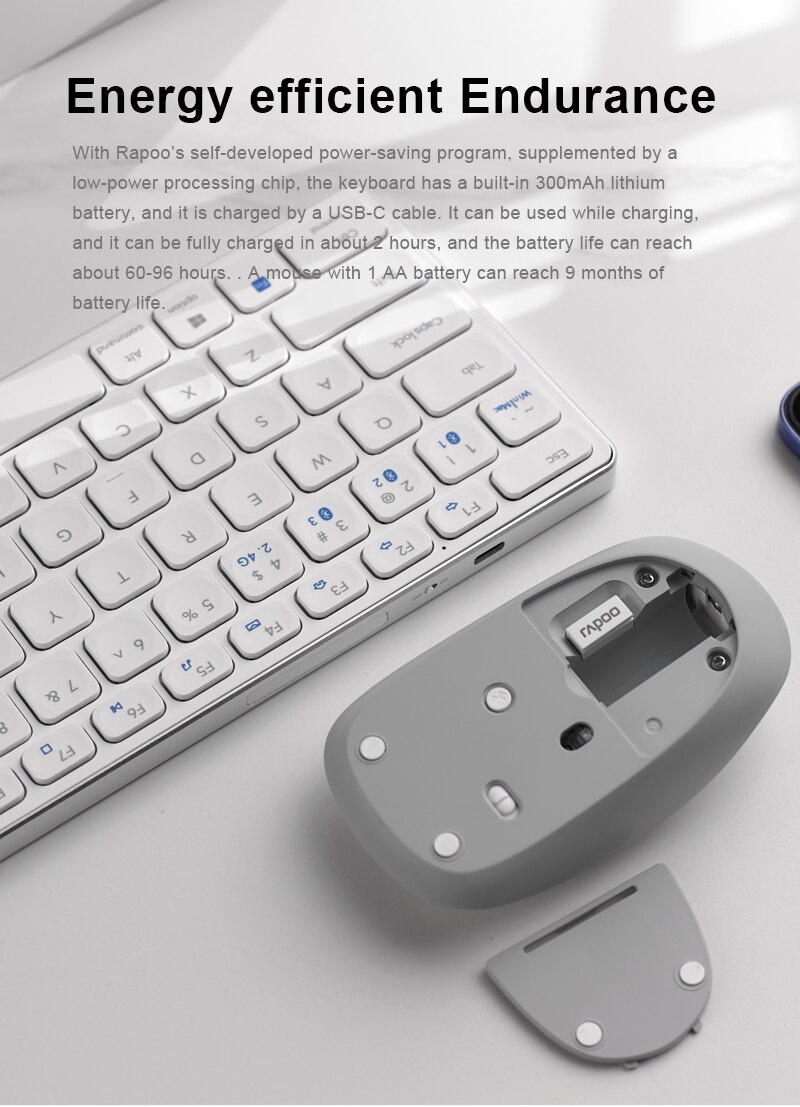 [NEW MODEL] RAPOO 9350M Wireless Keyboaard and Mouse Set Rechargeable ...