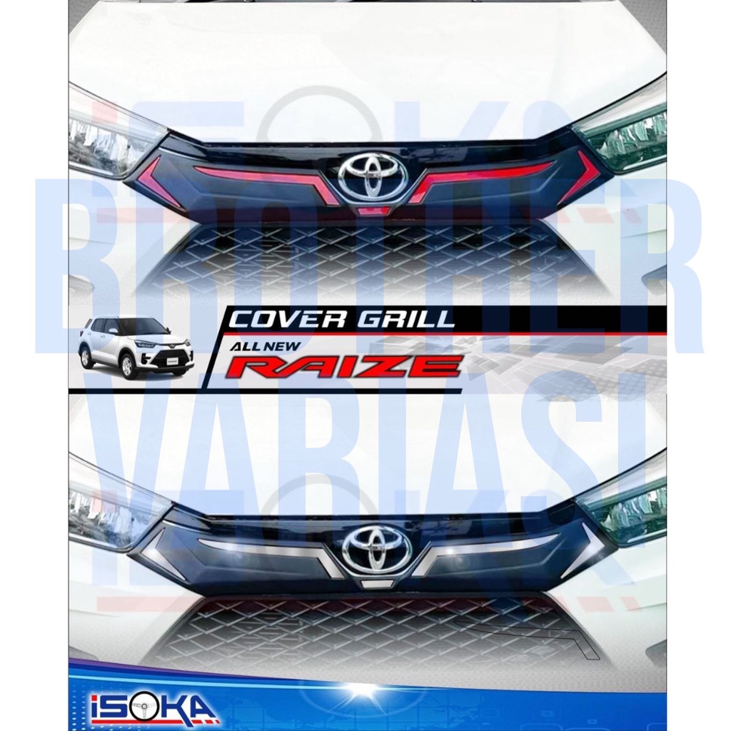 MERAH HITAM Front grill cover raize 2021 black with red chrome trim ...