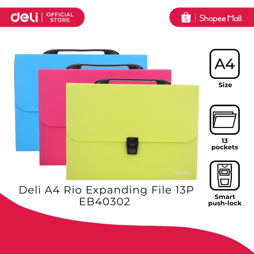 Deli EB40302 File Organizer - A4 Rio Expanding File 13 Pockets (1PC ...