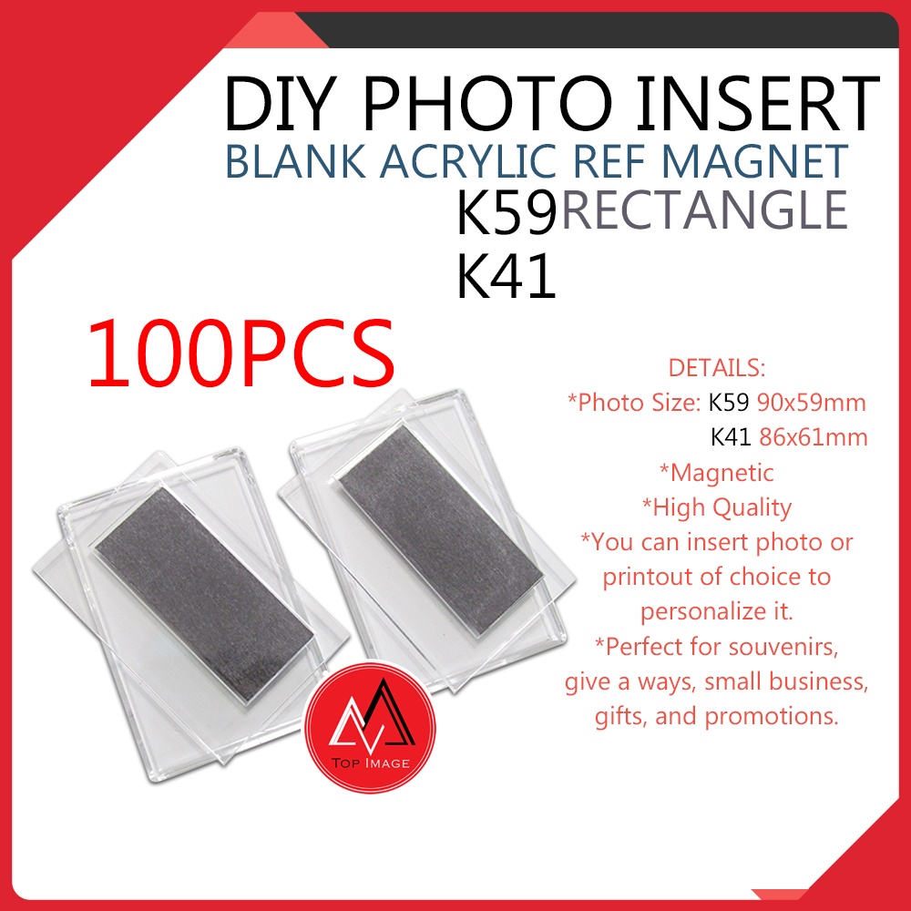 100pcs Insertable Acrylic Photo Insert Ref Magnet Souvenirs and ...