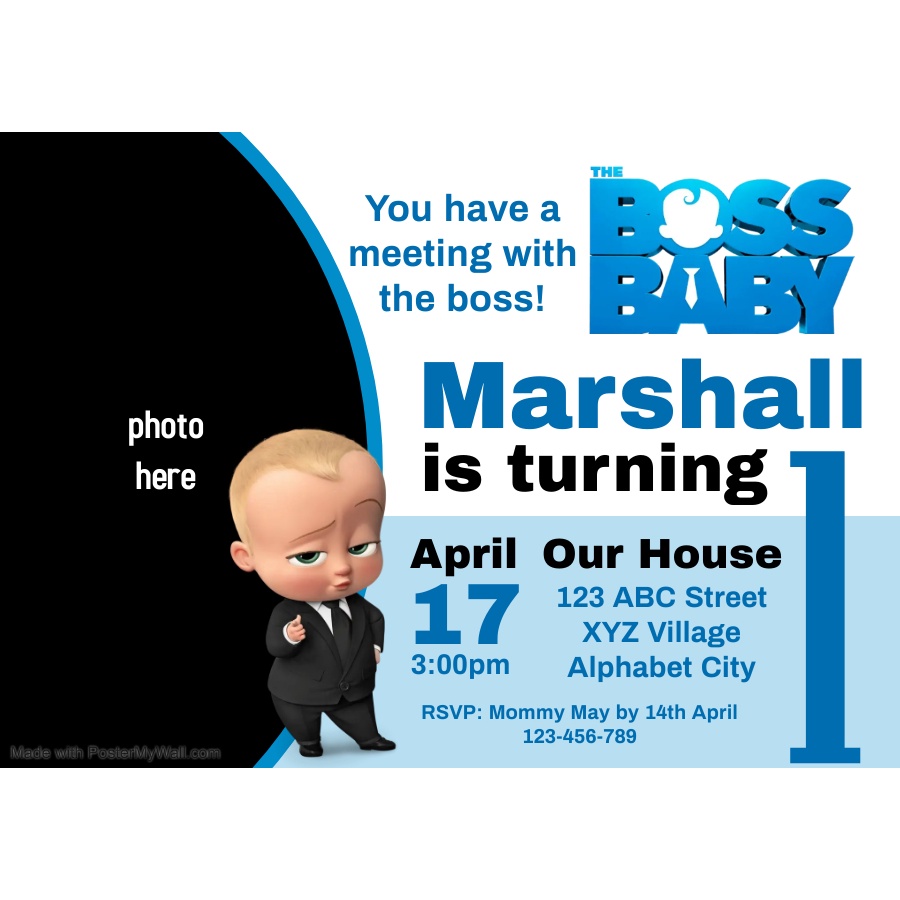 (10pcs) BOSS BABY Theme Invitation FREE layout 3R/4R | Shopee Philippines