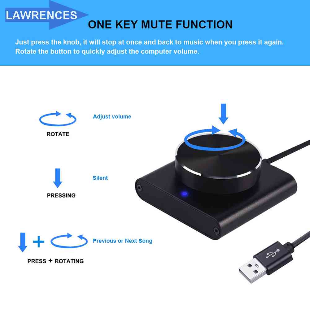 USB Computer Volume Controller PC Speaker External Volume Adjust Knob ...