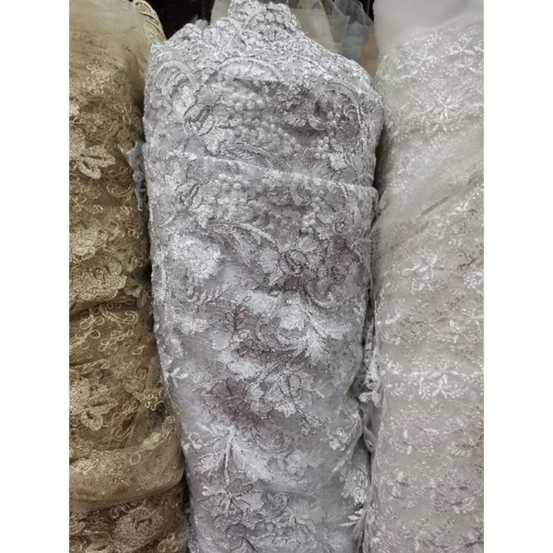 LACE FABRICS FOR GOWN (PINYA, VINES AND SCALOP, 3D DESIGN) Sold per ...