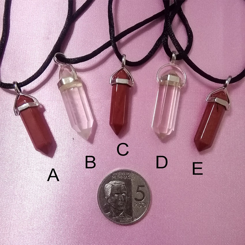 Double Terminated Crystal Pendants | Red Jasper | Clear Quartz Crystal ...