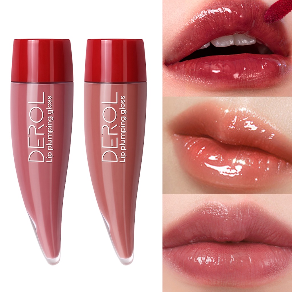 Derol 5 Colors Lip Plumper Lip Gloss Fuller Hydrated Lips Ginger Mint Enhancer Water Gloss ...
