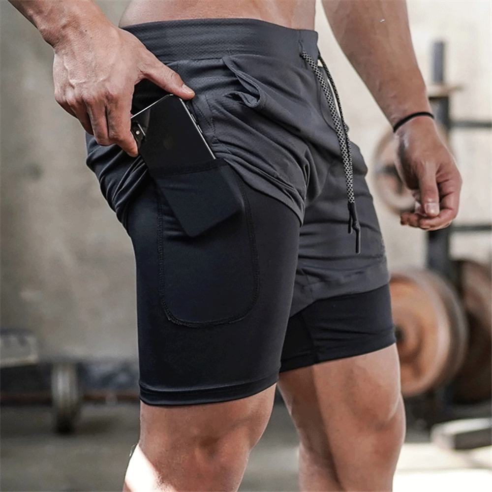 SUPERFLOWER Men's 2 In 1 Double-layer Running Shorts Quick Dry GYM ...