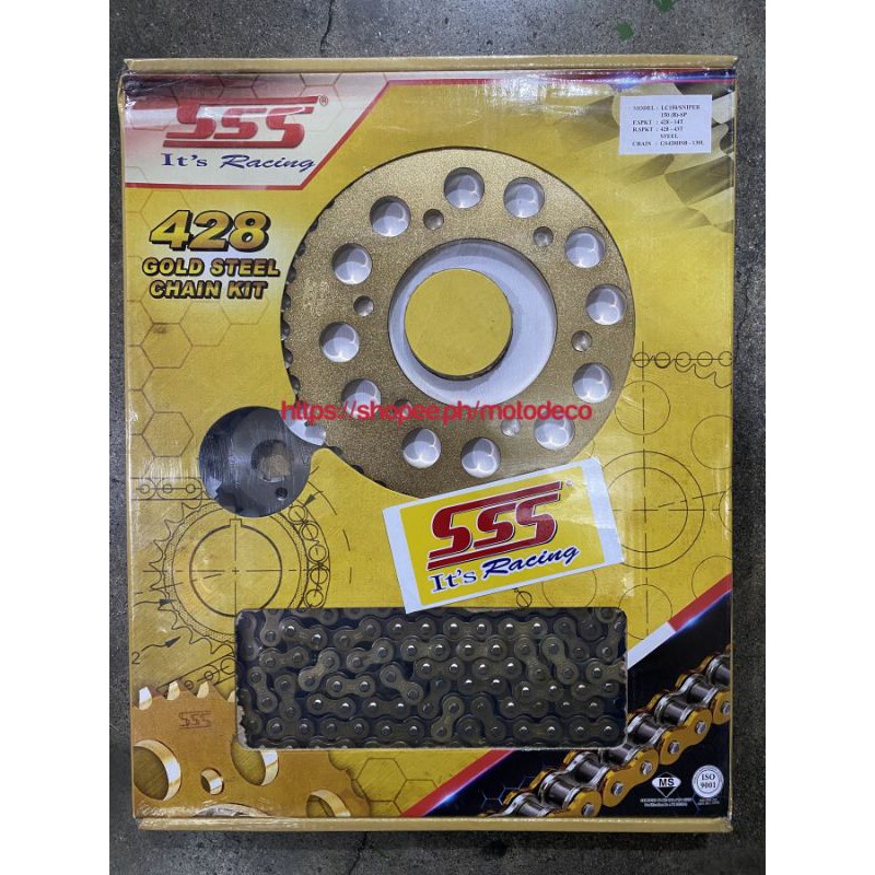 SSS SPROCKET CHAIN SET GOLD 15/43/428 for SNIPER 150 | Shopee Philippines