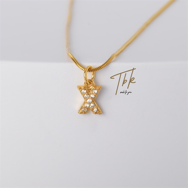 TBK Iced Initial Choker 18K Gold Letter A-Z Pendant Necklace Accessories 38n | Shopee Philippines