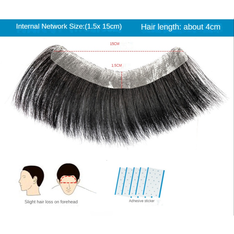 men wig human hair Men's forehead real hair replacement piece hair ...