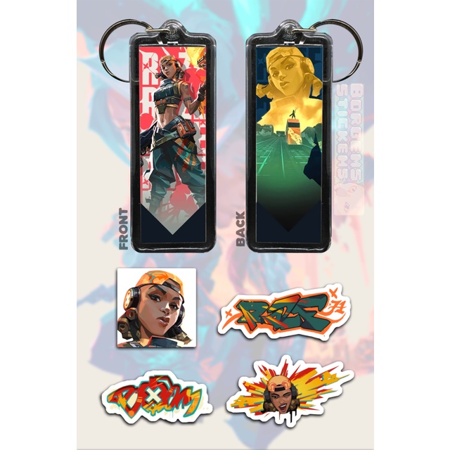 Valorant Agents Acrylic Keychain with Vinyl Stickers set. Valorant Game ...