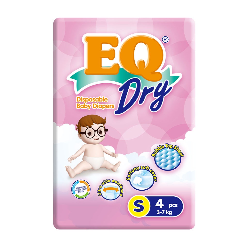 EQ Dry Mini Pack Small 4's x 2- Tape Baby Diapers | Shopee Philippines