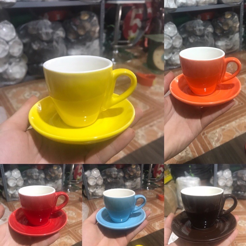 Combo of 10 sets of espresso coffee cups and saucers in assorted colors | Shopee Philippines