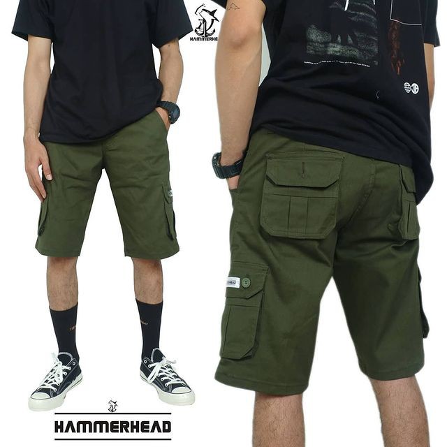 Hammerhead Short Cargo Pants Army Green Color | Shopee Philippines