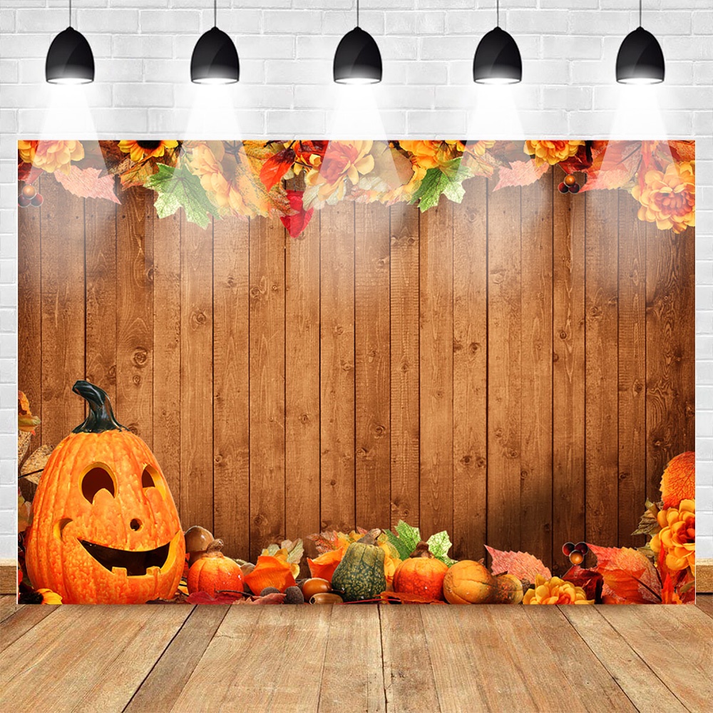 Halloween Party Backdrop Wooden Wall Floor Photo Background For Photo ...