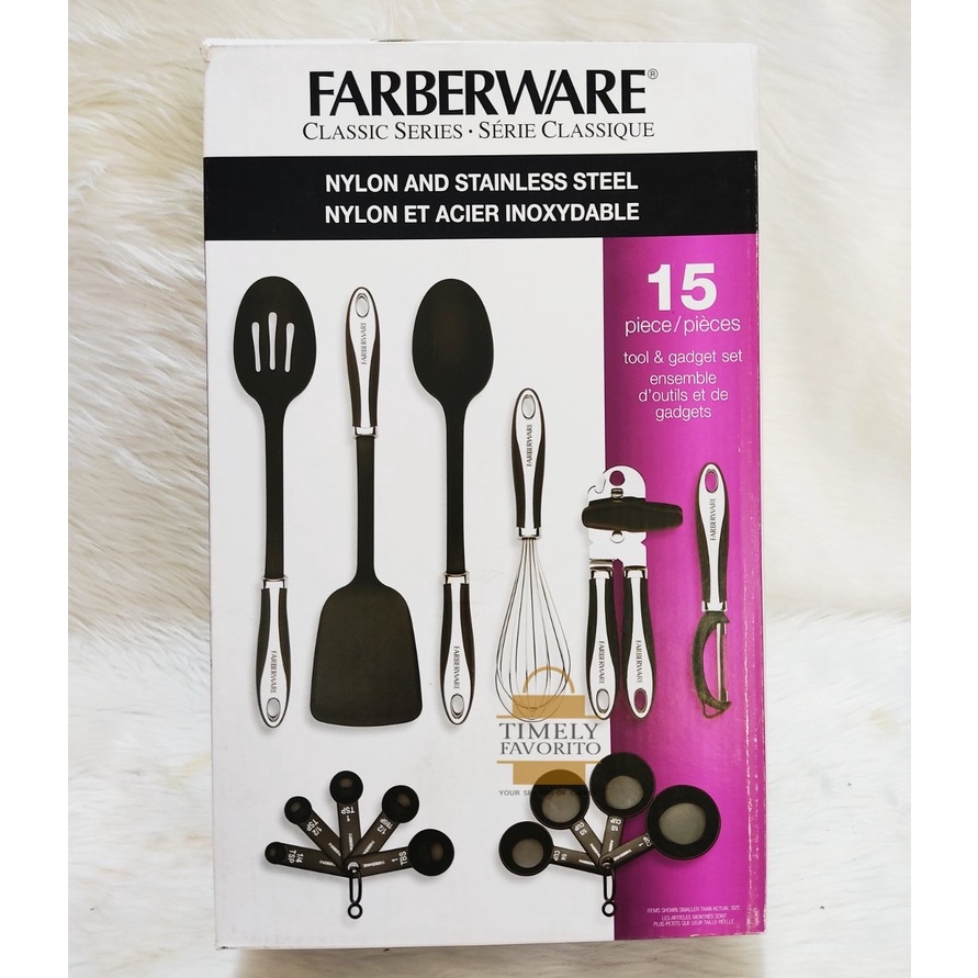 Farberware Nylon and Stainless Steel 15-Piece Kitchen Tool and Gadget ...