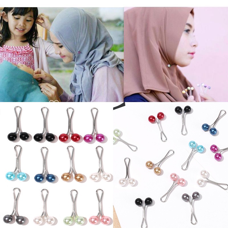 Hijab 12pcs/set Colorful Hijab Pins Buckle U shape Hijab Clips Silk ...