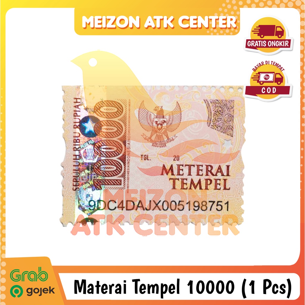 Materai 10000 Stamps Paste Original Postage Indonesia (1 PCS) | Shopee ...