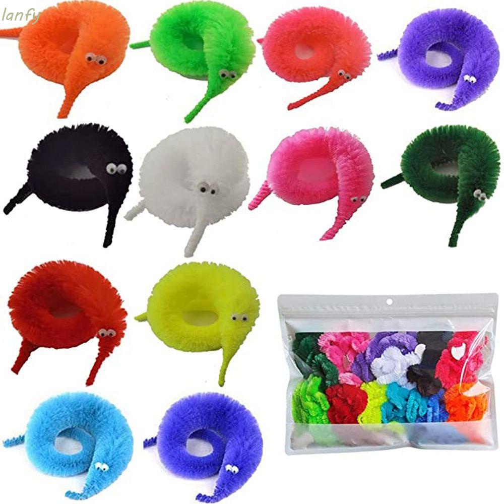 LANFY Gift for Children Fuzzy Worm Toys Party Favors Worms on a String ...