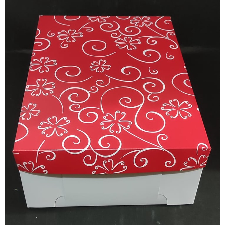 12X16X4 CAKE BOX RED ORNAMENTAL DESIGN (10 PCS) | Shopee Philippines