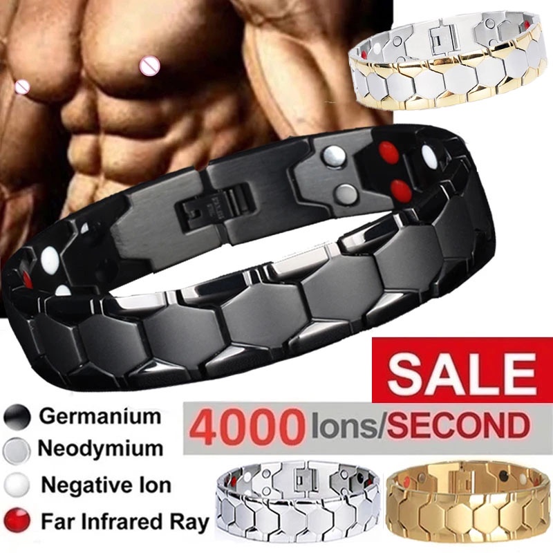 Men Bracelet 3 IN 1 Health Energy Bangle Arthritis Twisted Magnetic ...