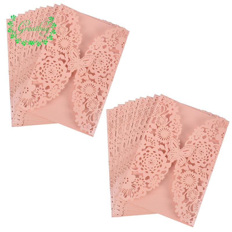 20Pcs Delicate Carved Butterflies Romantic Wedding Party Invitation ...