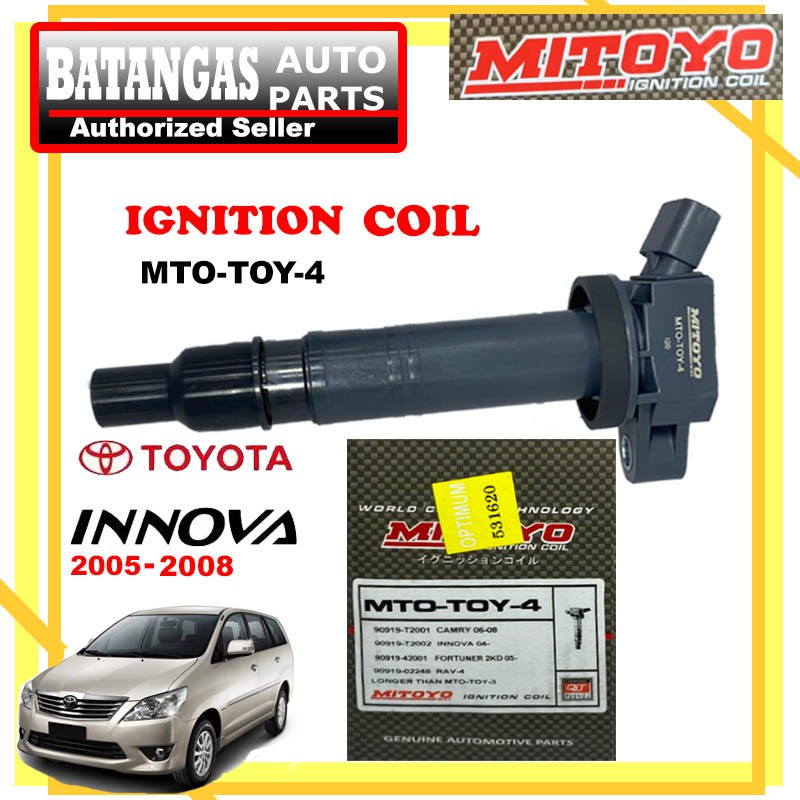 Ignition Coil TOYOTA INNOVA GAS 2004-2008 MTO-TOY-4 Barcode 90919-T2002 ...