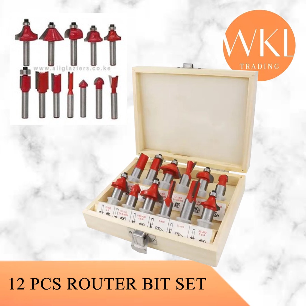 12 PCS ROUTER BIT SET (6.35MM SHANK / 12.7MM SHANK) | Shopee Philippines