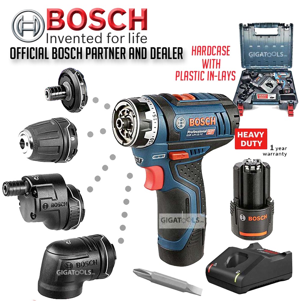 Bosch GSR 12V-15 FC Professional Cordless Drill / Driver Kit Set 12V ...