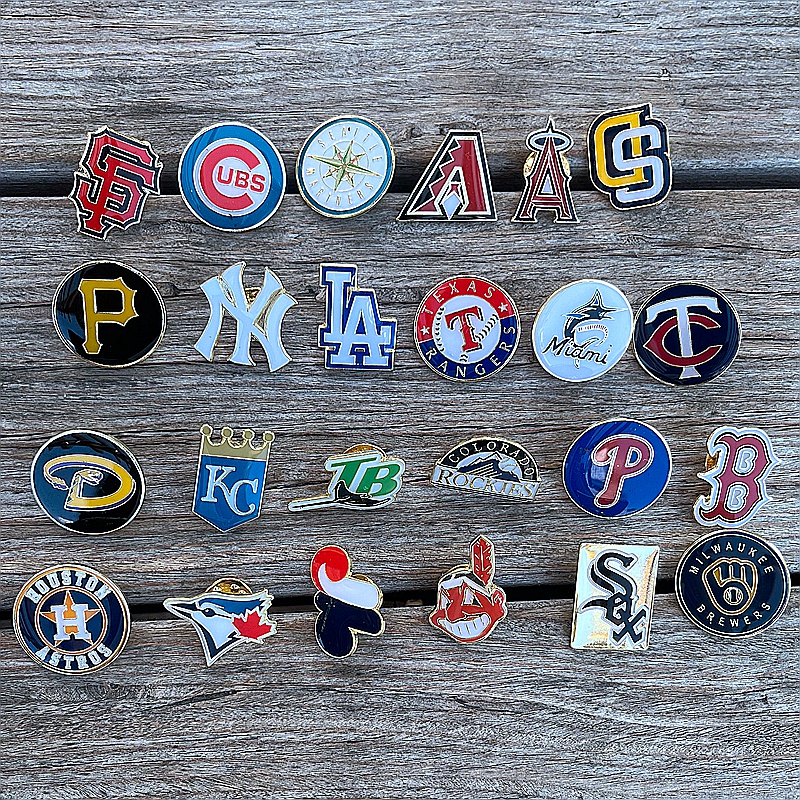 Metal MLB Brooch pin set of 24 Pieces excellent quality for cap NY ...