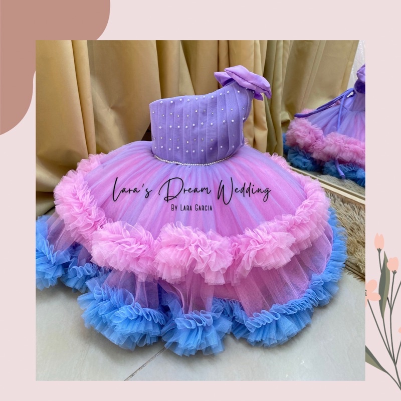 VENUS CUT two tone KIDS TRENDY RAFFLES BIRTHDAY/PICTORIAL GOWN | Shopee ...