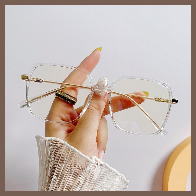 COD Korean Frosted Coffee Color Glasses big Square Frame Eyeglasses ...