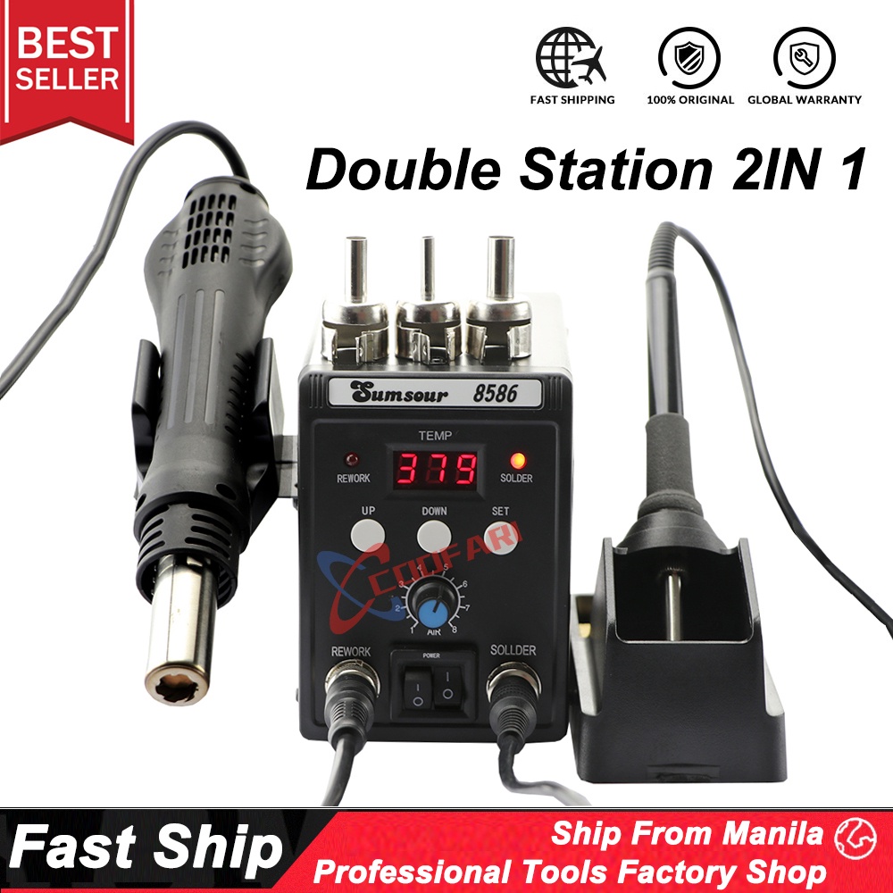 Soldering Station 8586 2 in 1 Soldering Iron Heat Gun SMD Rework ...