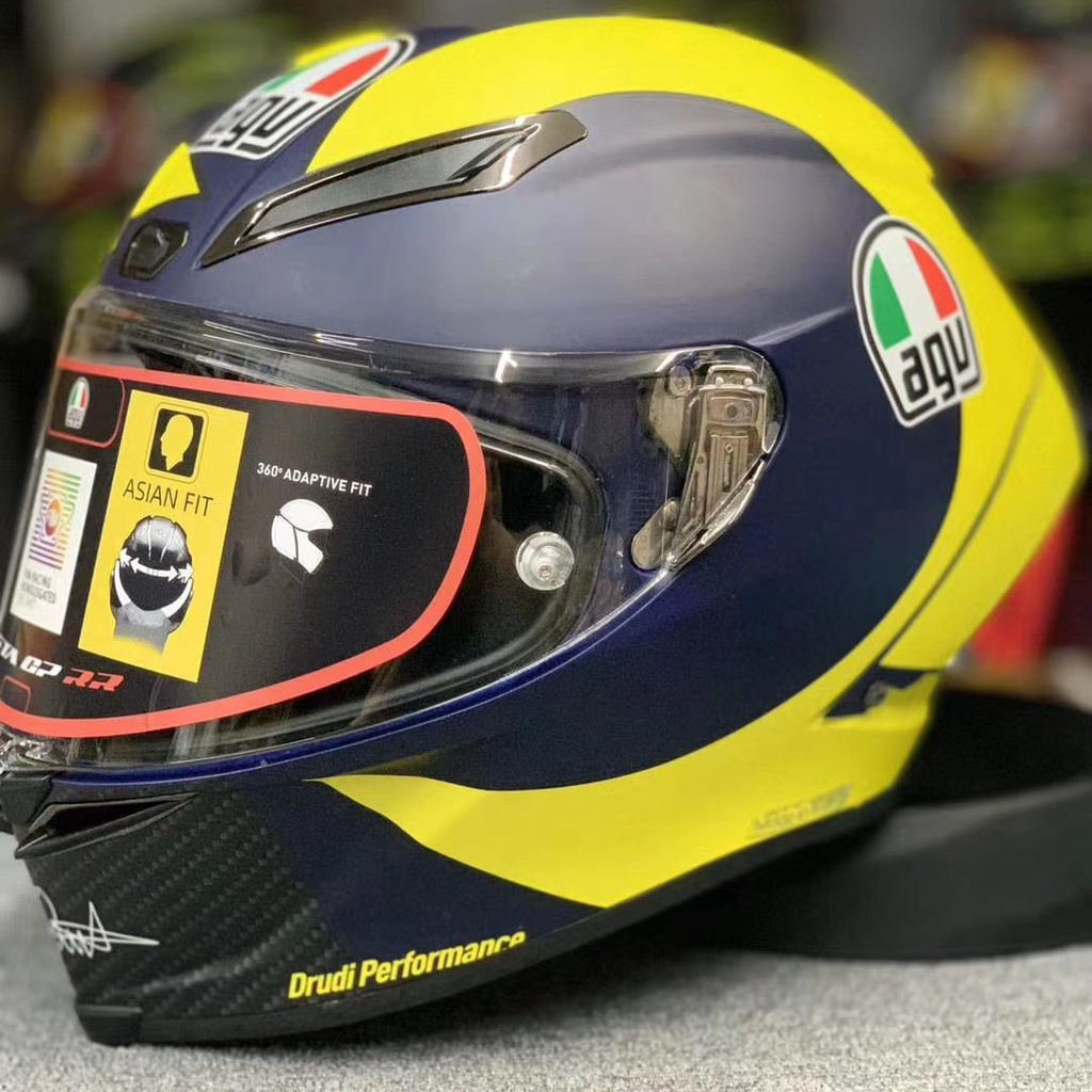 Pista GP RR Sun Moon Rolla Motorcycle Full Face Helmet Blue and Yellow ...