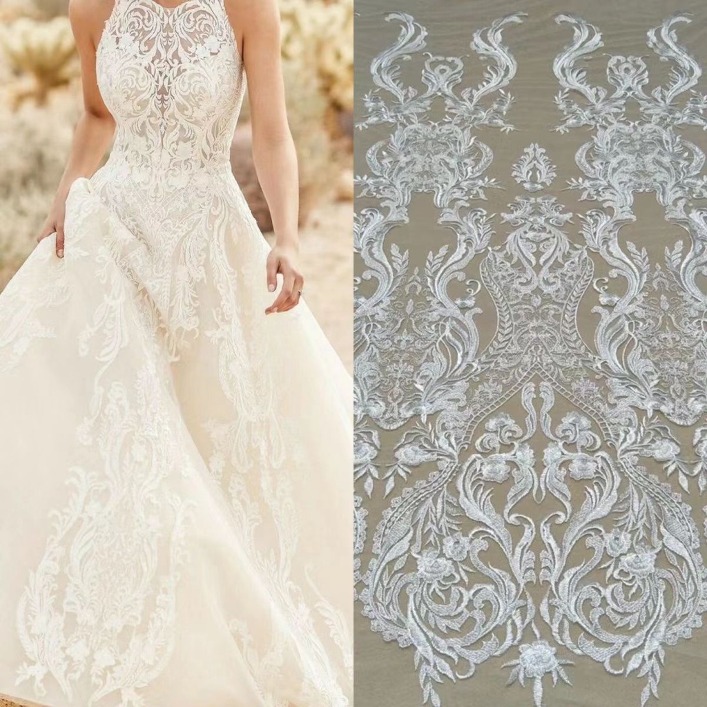 1 Meter Fashion wedding gown dress lace fabric 130cm width bridal lace ...