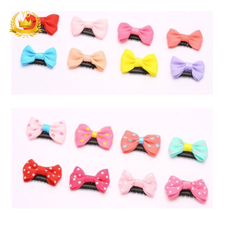 12 small baby hair clips-for fine hair-with big polka dot ribbon-baby ...