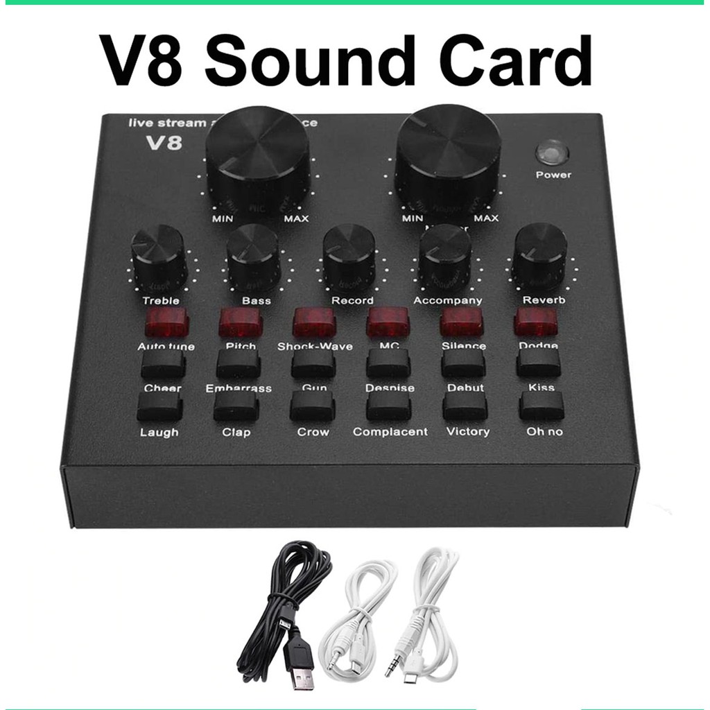 V8 Audio External USB Headset Microphone Live Broadcast Sound Card for ...