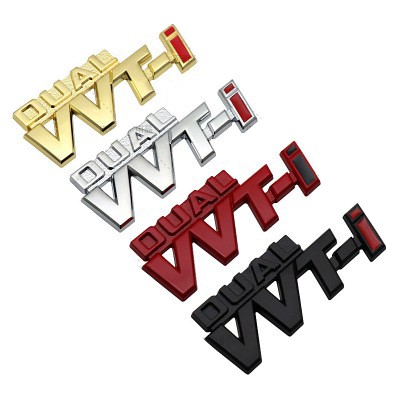 1 x Metal Chrome DUAL VVTI VVT-I Logo Car Auto Rear Side Emblem Badge ...