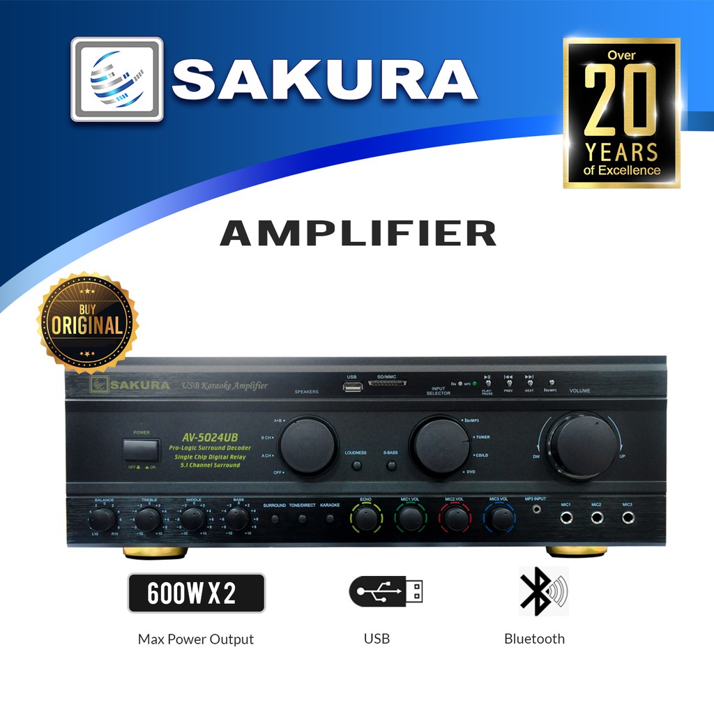 Sakura AV-5024UB Professional Karaoke 600W Amplifier With Bluetooth Or Music Videoke | Shopee ...