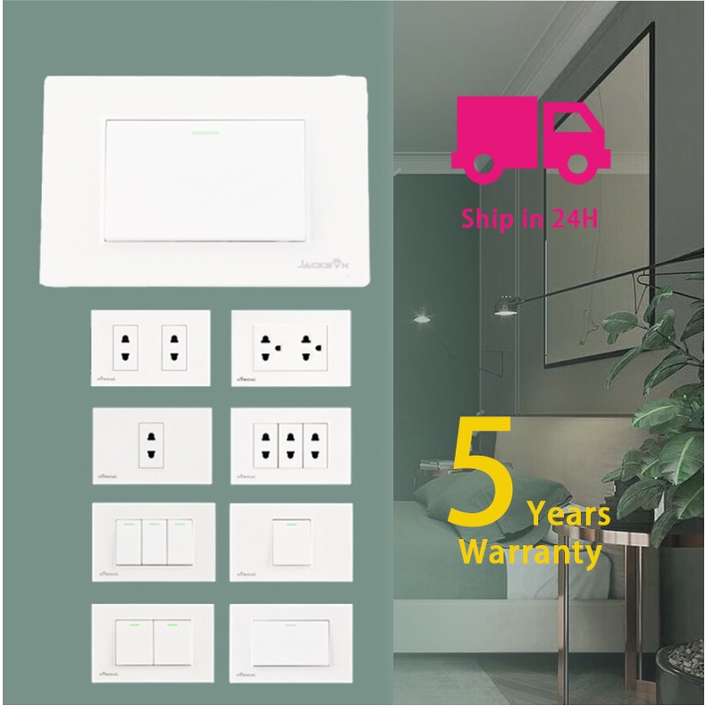 Wall Socket Switch Push Button 1/2/3 Home Improvement Wall Light Switch ...