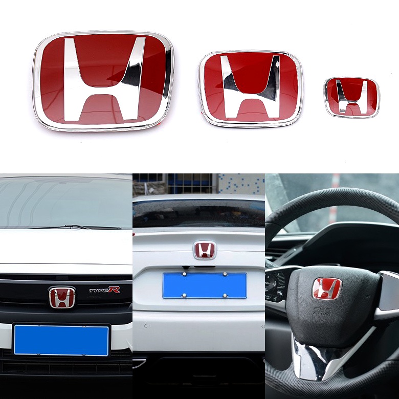 H Emblem For Honda LOGO ( Front & Rear +STEERING ) Type-R Badge/Emblem ...