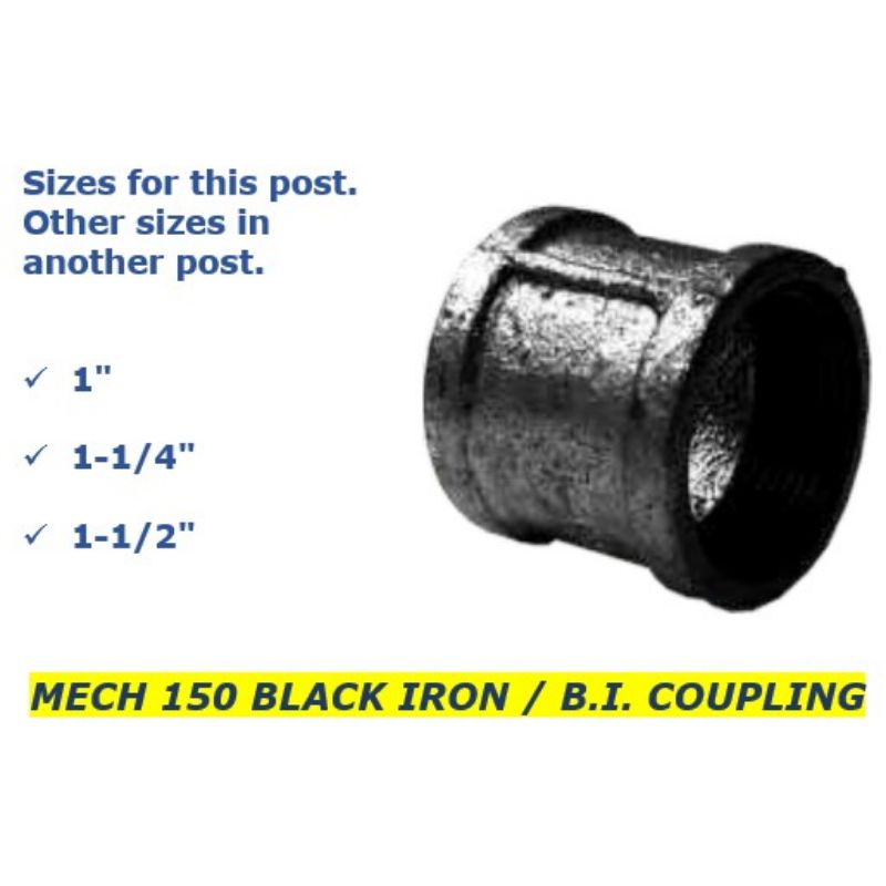 B.I. BLACK IRON COUPLING (1 1/4", 1 1/2", 2") | Shopee Philippines
