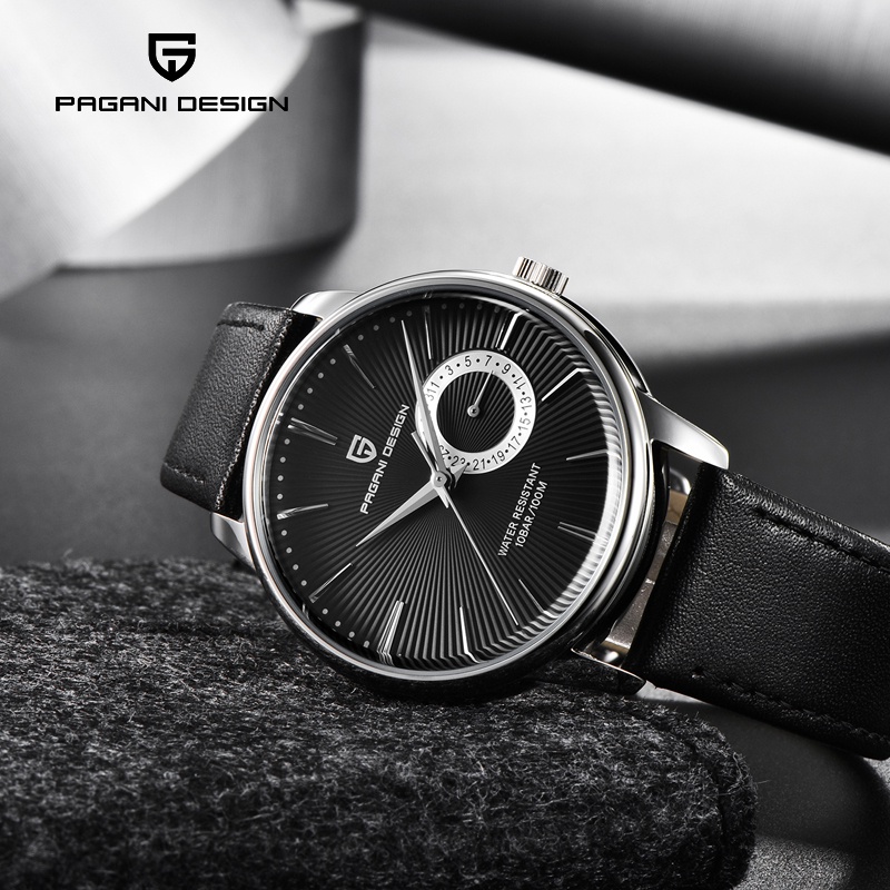 PAGANI DESIGN Sport Watch Men Waterproof Leather Strap Japan VH65 ...