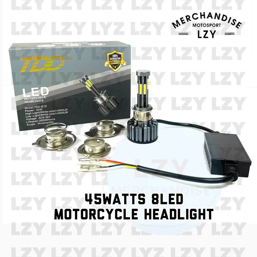 TDD Original 45W 8LED Motorcycle LED Headlight Bulb 4500LM with FAN DUAL COLOR | Shopee Philippines