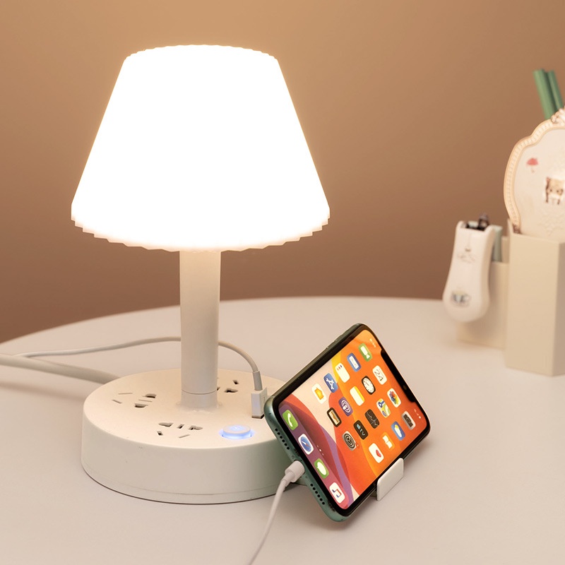 3 Modes Study Night Desk Lamp Table with 3 Universal Power Socket and 2 ...