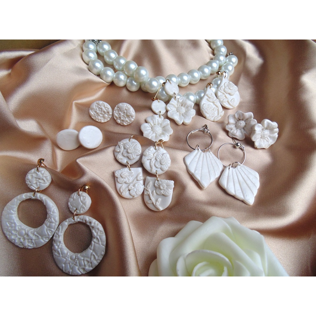 Love, Rozy Collection - Pearl series - Polymer clay earrings by ...