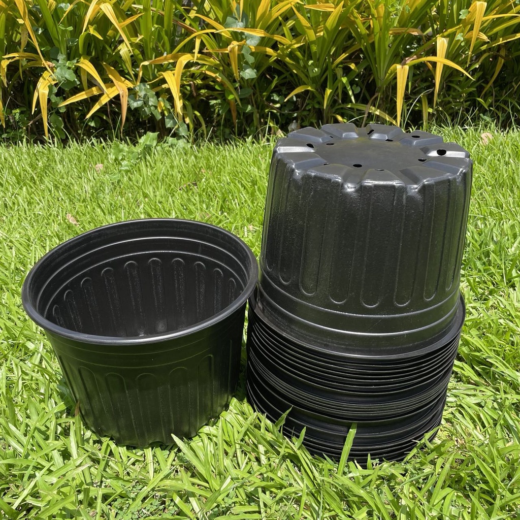 24pcs (21cm-32cm) Small Height PVC Pots/Black Soft Garden Pots Nursery ...