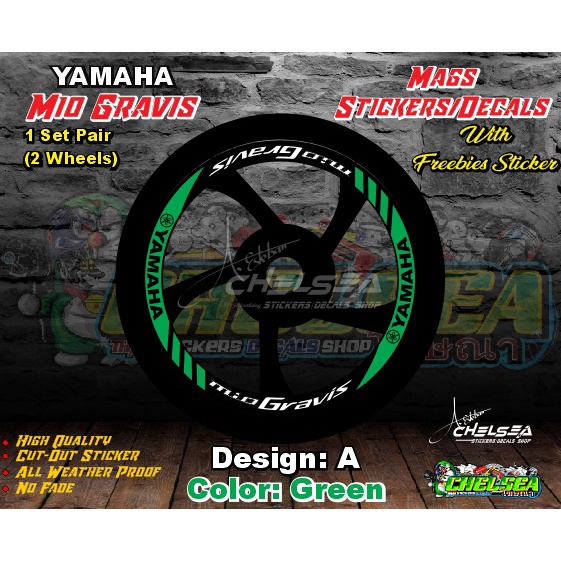 Yamaha Mio Gravis MAGS/RIM Decals/Sticker with freebies | Shopee ...