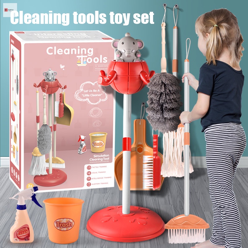 Pretend Play Cleaning Toy Set Kids Mini Broom Dustpan Mop-goodlife ...