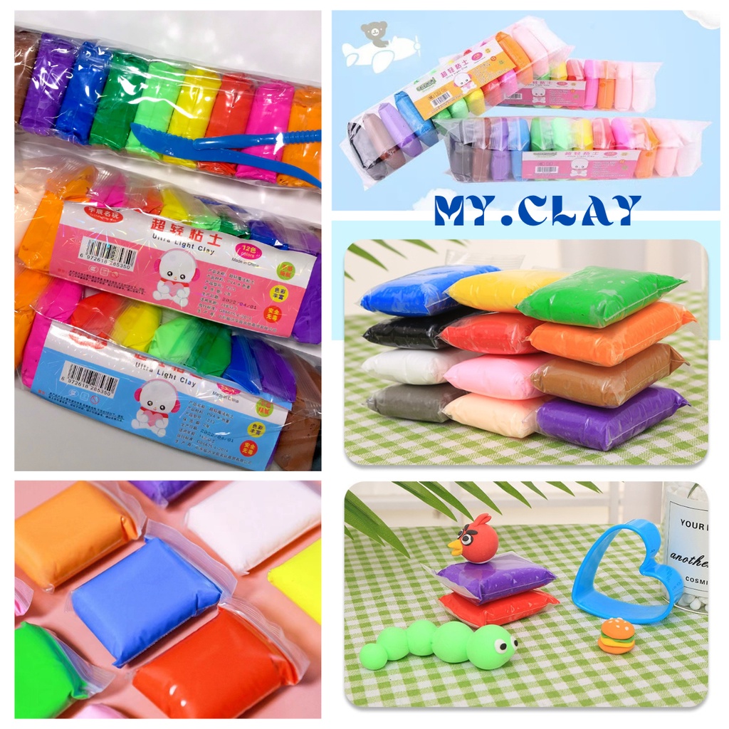 Modeling clay, super light, self-drying safe clay, 12-color Softclay ...